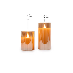 Flameless LED Hurricane Glass Candle | Flameless Amber Pillar Candle ...