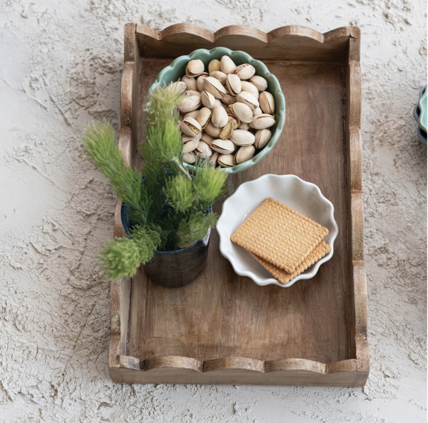 Scalloped Tray | Wood Scallop Tray | Wooden Tray | Scallop Tray – abode box