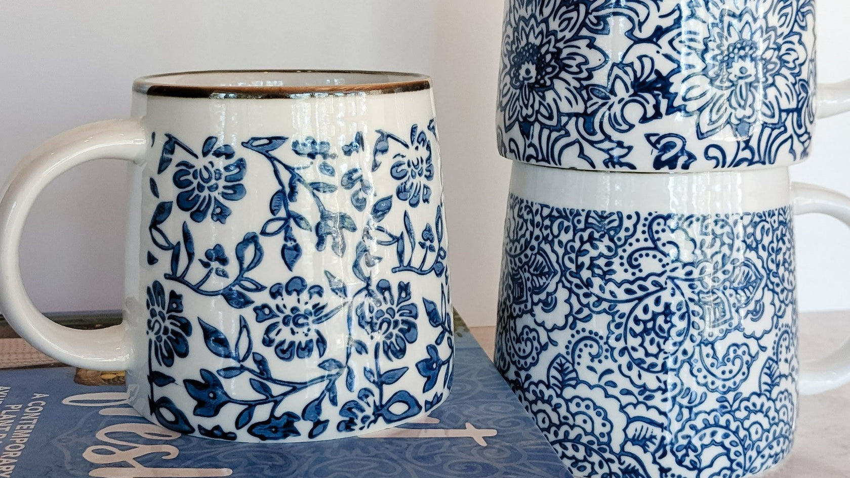Blue & White Mug | Floral Mug | Blue and White Coffee Mug – abode box